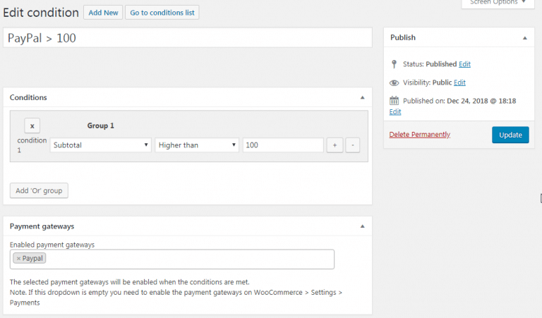 WooCommerce Conditional Payment Gateways