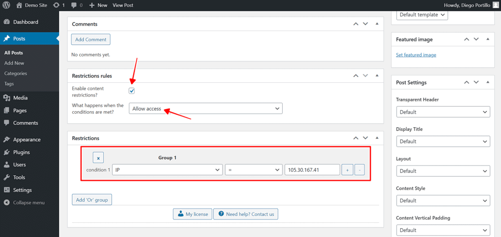 WordPress - How to Restrict Posts by IP Address
