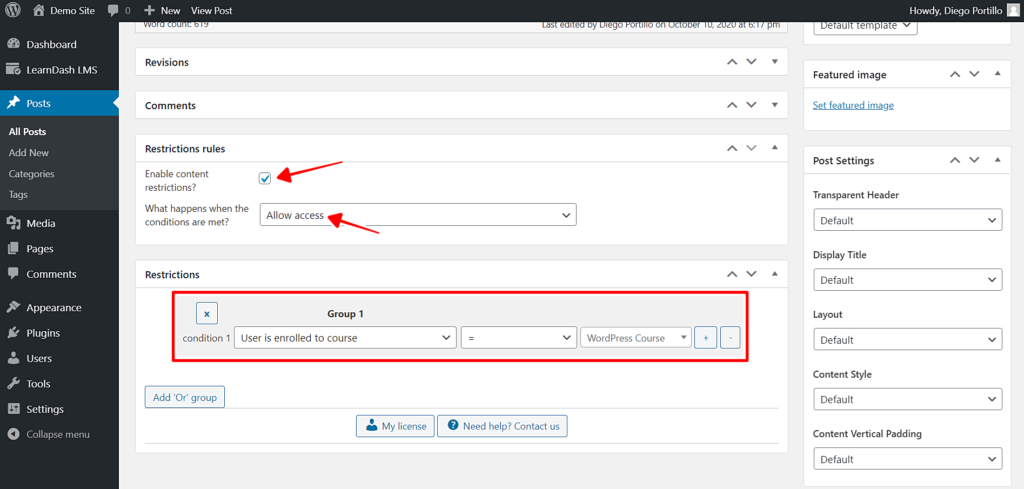 LearnDash: Restrict Posts & Pages for Students Enrolled in Course