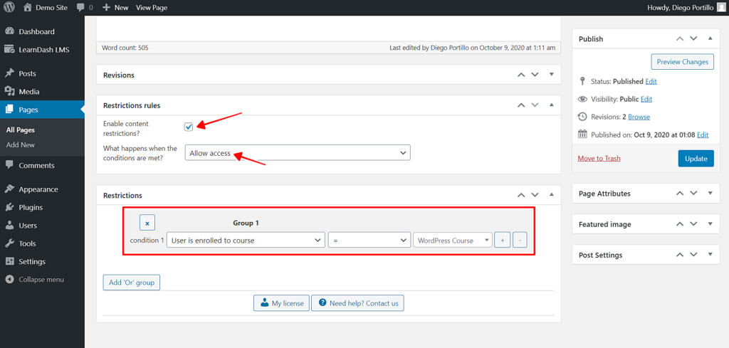 LearnDash: Restrict Posts & Pages for Students Enrolled in Course