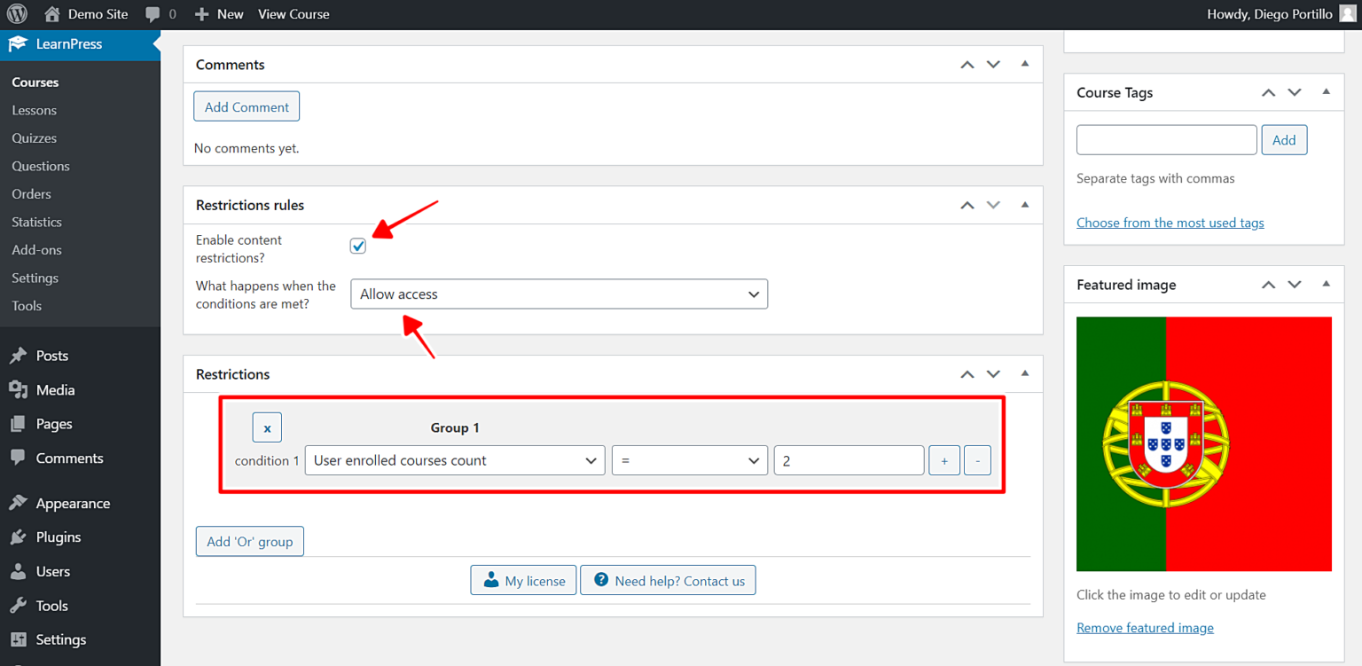 Learnpress Restrict Courses To Users Enrolled In 2 Courses