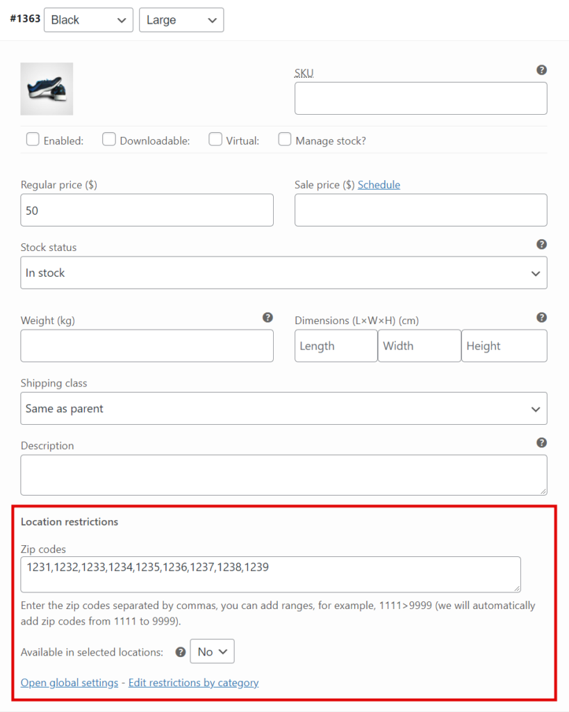 WooCommerce - How to Restrict Variations by Zip Code