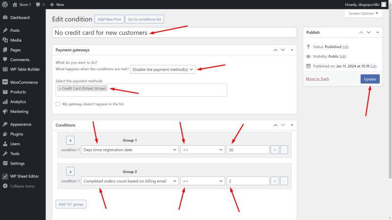 WooCommerce – Disable Credit Card for New Customers - WP Super Admins